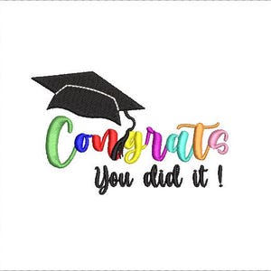 Congratulations Congrats Convocation Graduation Embroidery Machine ...