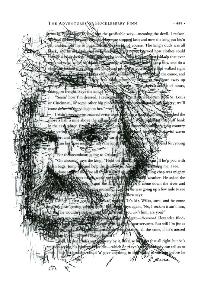 Original Huge Mark Twain Print With Text From the Adventures of ...