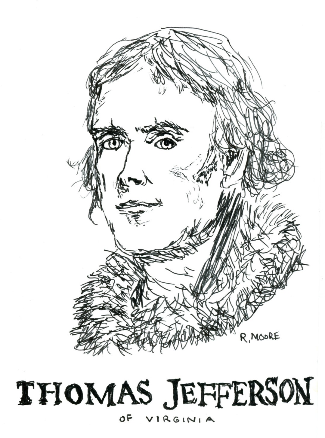 Thomas Jefferson Pen and Ink Print, Free Shipping - Etsy