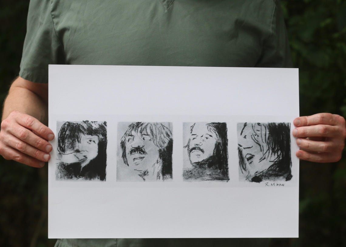 Beatles Charcoal Drawing Print - Etsy