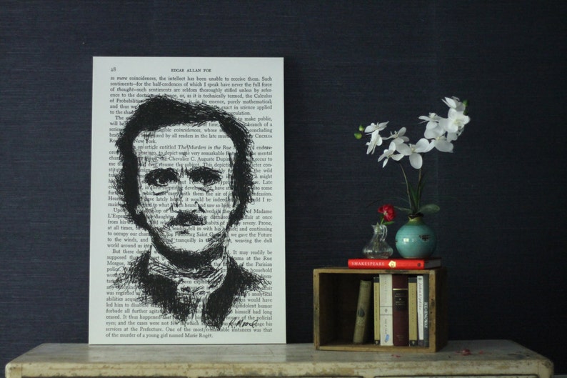 Huge Canvas Print Edgar Allan Poe, Short Story and Pen and Ink - Etsy