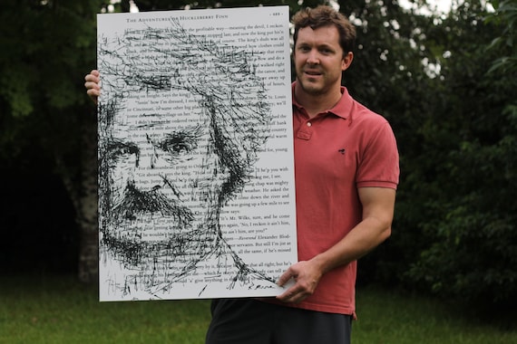 Original Huge Mark Twain Print With Text From the Adventures - Etsy