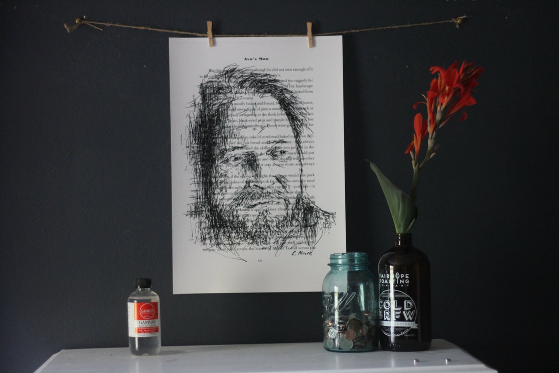 Rick Bragg Pen and Ink Portrait With Text From Ava's Man - Etsy
