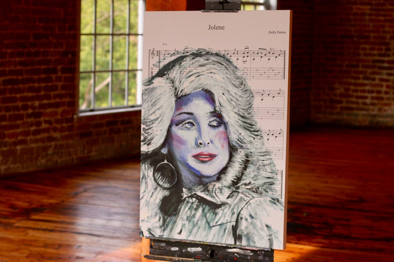 Dolly Parton Oil Portrait on Canvas Over Image of Jolene Music Sheet - Etsy