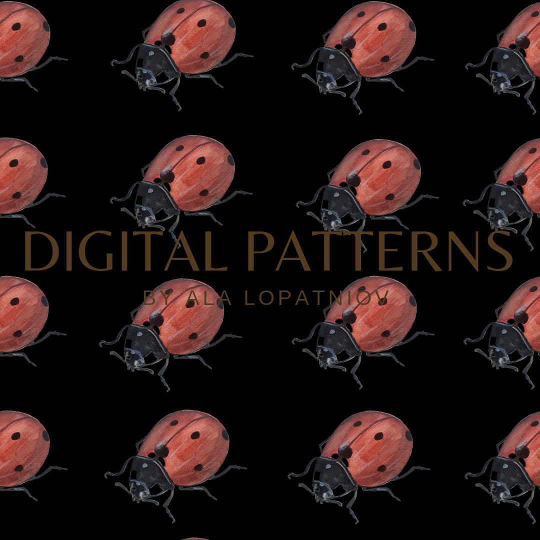 Watercolor Ladybug Pattern, Ladybug Seamless Pattern, Repeat Pattern ...