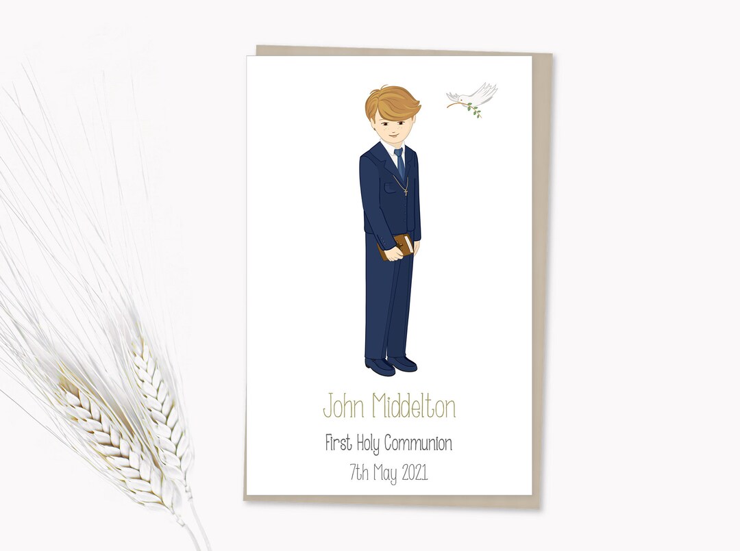 First Communion Commemorative Card Boy - Custom Card - Edit Online ...