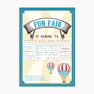 Fun Fair Poster - School Fair - Customize Editable & Printable - PDF ...