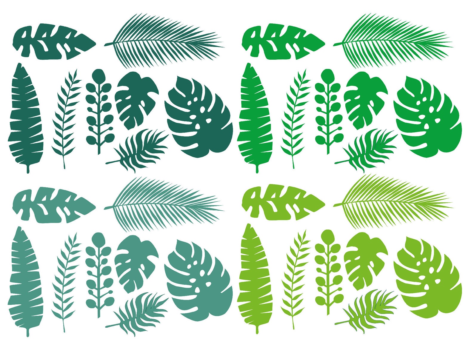Aloha Tropical Leaves Set Clipart - Party Decoration, Scrapbooking and ...