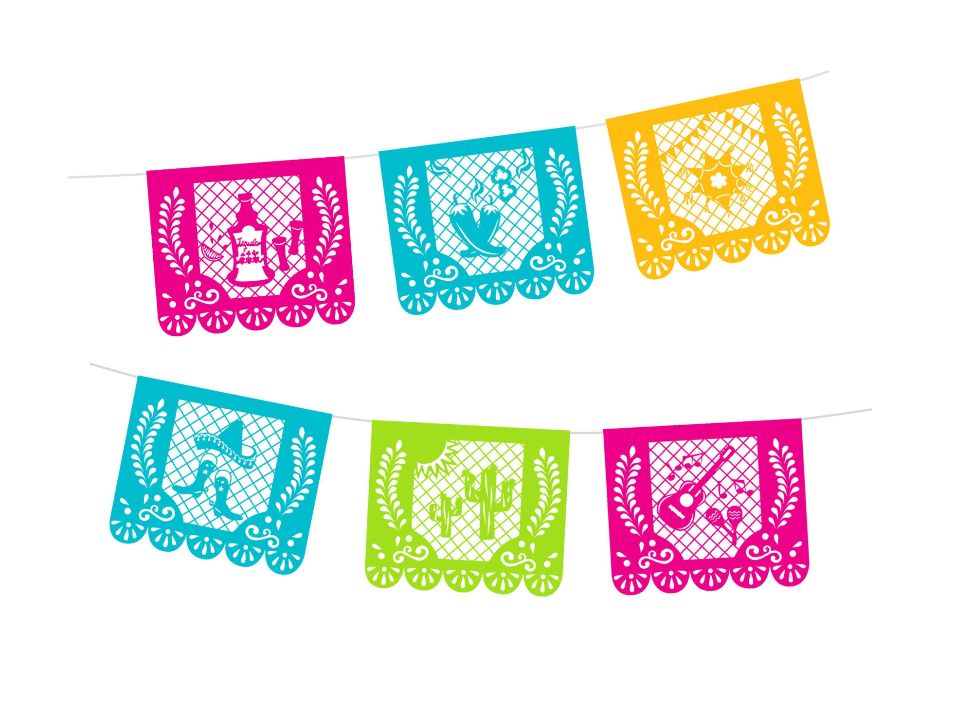 Papel Picado Clipart Mexican Party Bunting Banner, Garland Party ...