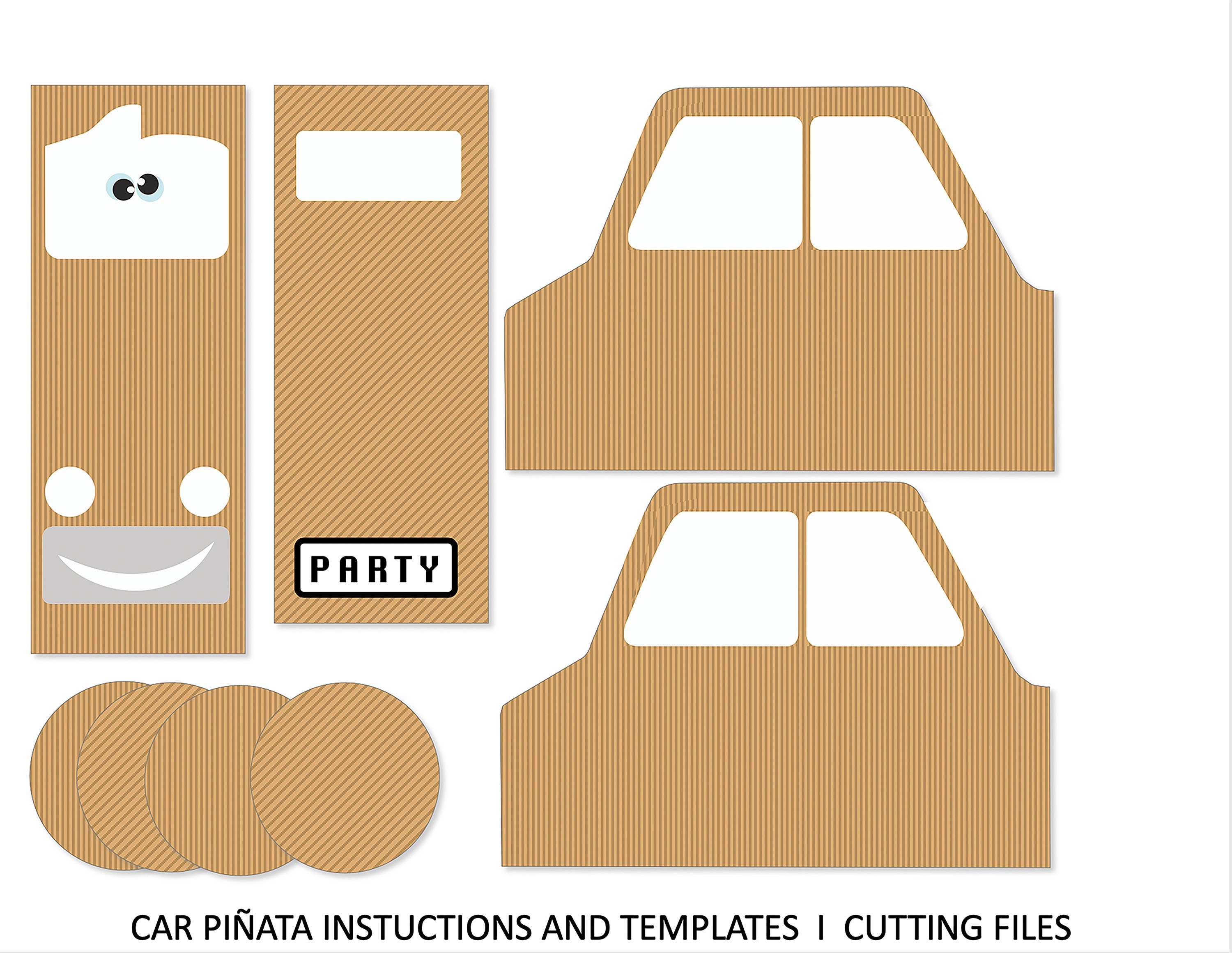 Cars Piñata Template and Instructions Rayo Mcqueen PDF Download Cut ...