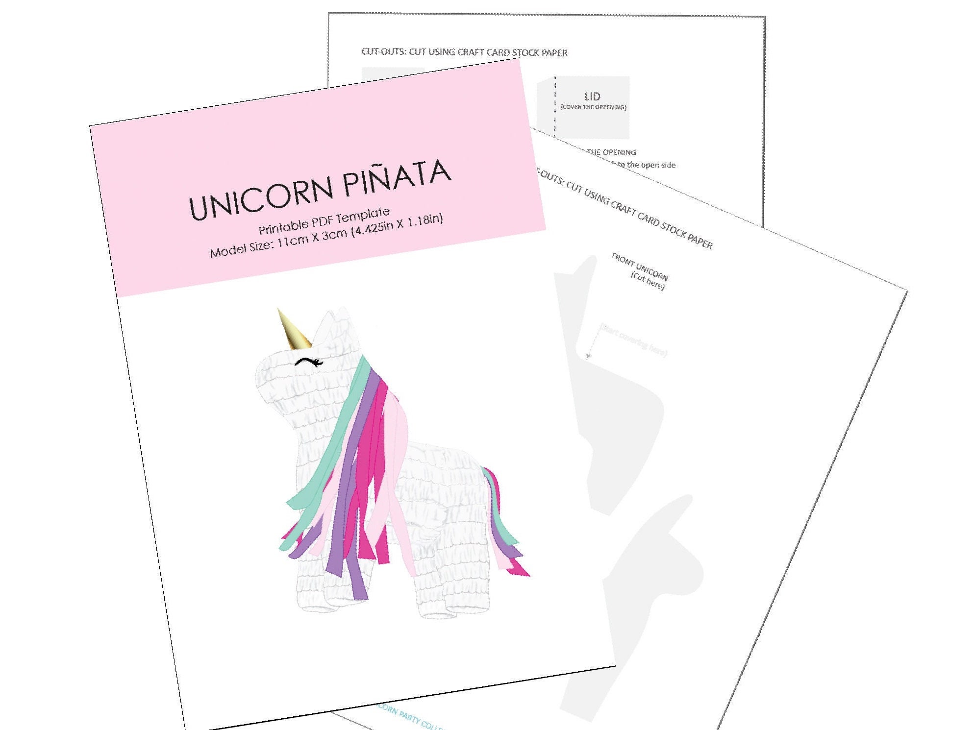 Unicorn Piñata Template and Instructions - Mini Unicorn Pinata - Party ...