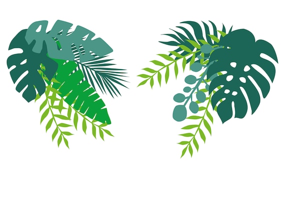 Aloha Tropical Leaves Set Clipart Party Decoration | Etsy