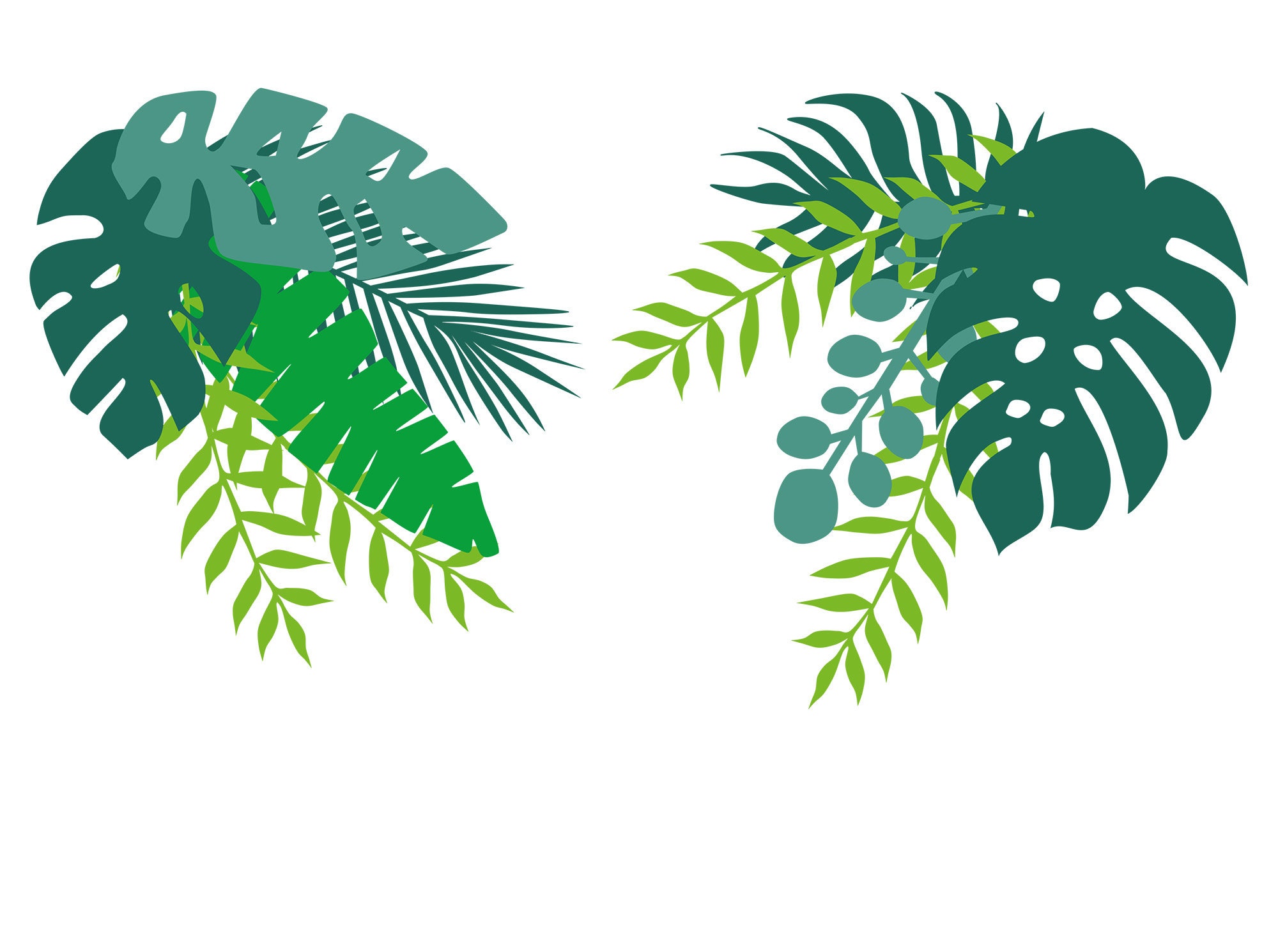 Aloha Tropical Leaves Set Clipart - Party Decoration, Scrapbooking and ...