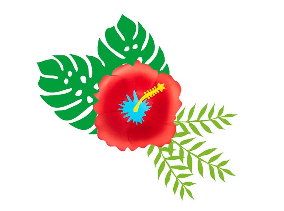 3D Hibiscus Aloha Flower Template Hawaii Flower SVG - Etsy
