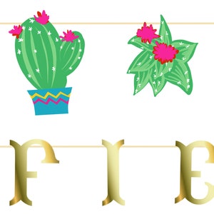Mexican Cactus Party Bunting and Let's Fiesta Banner - Cinco De Mayo ...