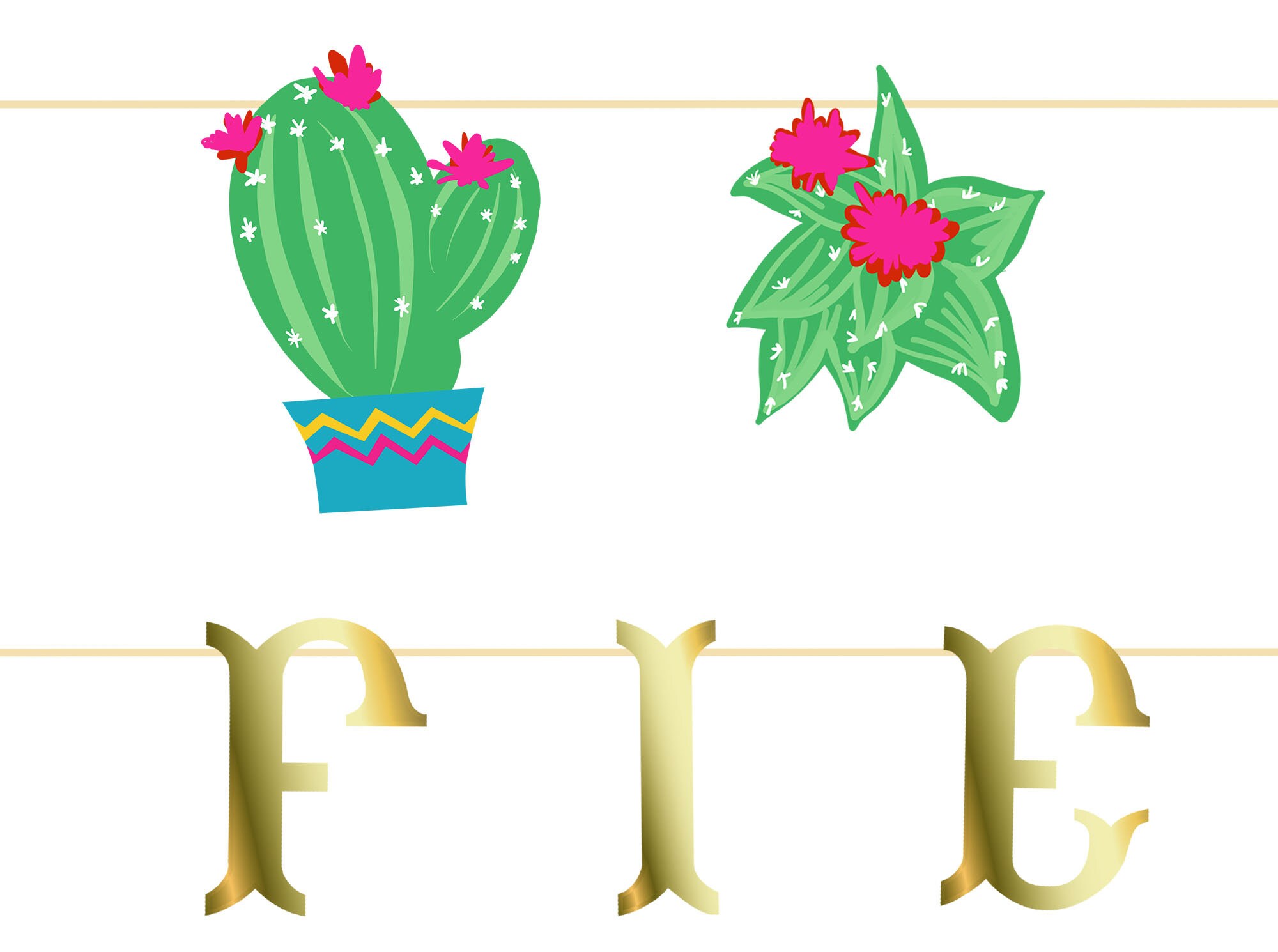 Mexican Cactus Party Bunting and Let's Fiesta Banner - Cinco De Mayo ...
