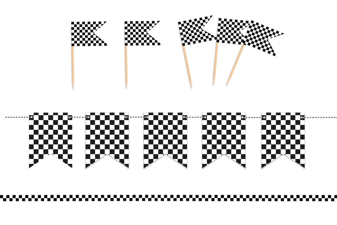 Racing Checkered Pattern - Strips for Cocktail Sticks, Cake and Other ...