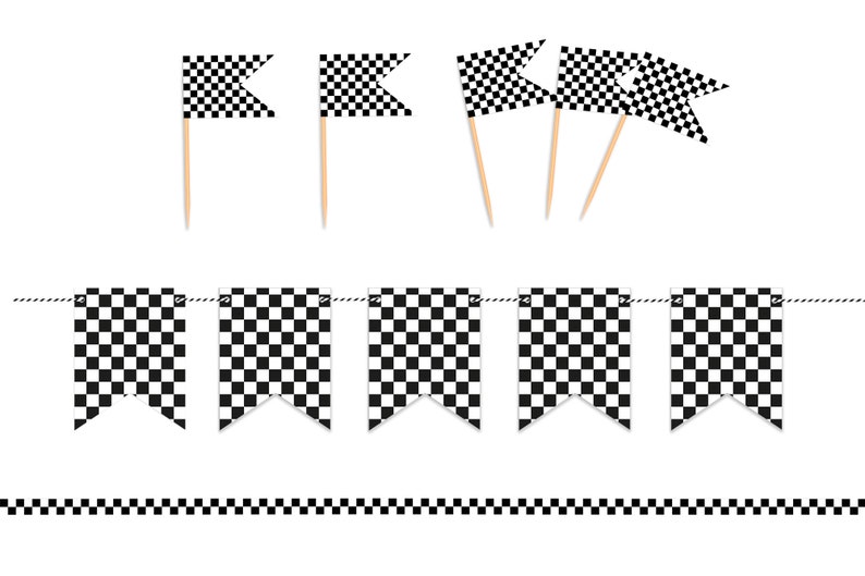Racing Checkered Pattern - Strips for Cocktail Sticks, Cake and Other ...