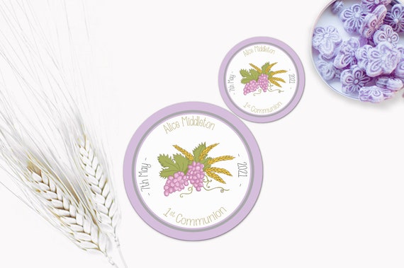 First Communion Labels Girl Custom Party Sticker Tags | Etsy
