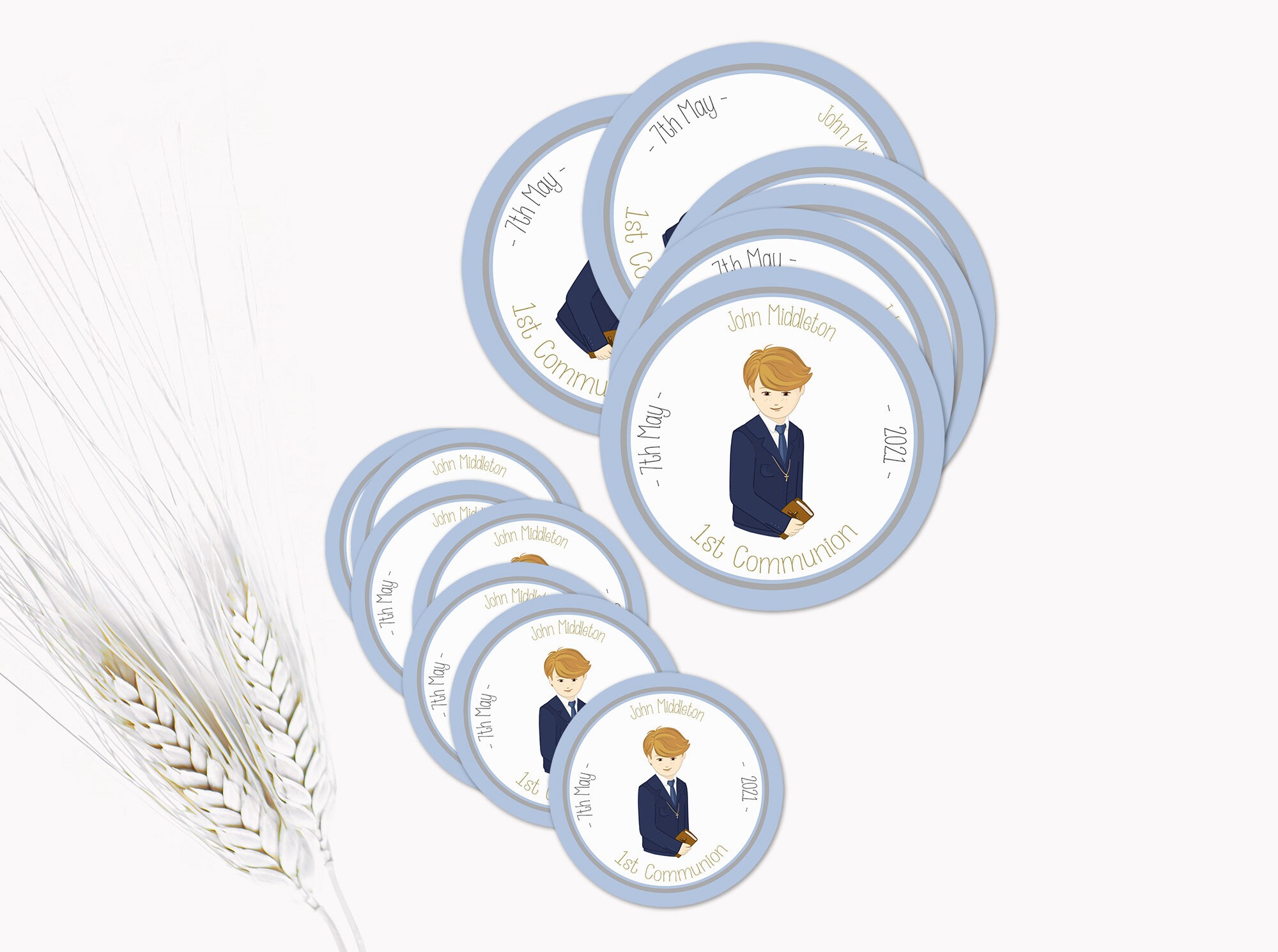 Custom First Communion Labels Boy Party Sticker Tags | Etsy