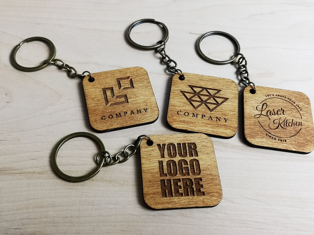 Pack of 10 Custom Rectangular Keychains With Business Logo, Engraved ...