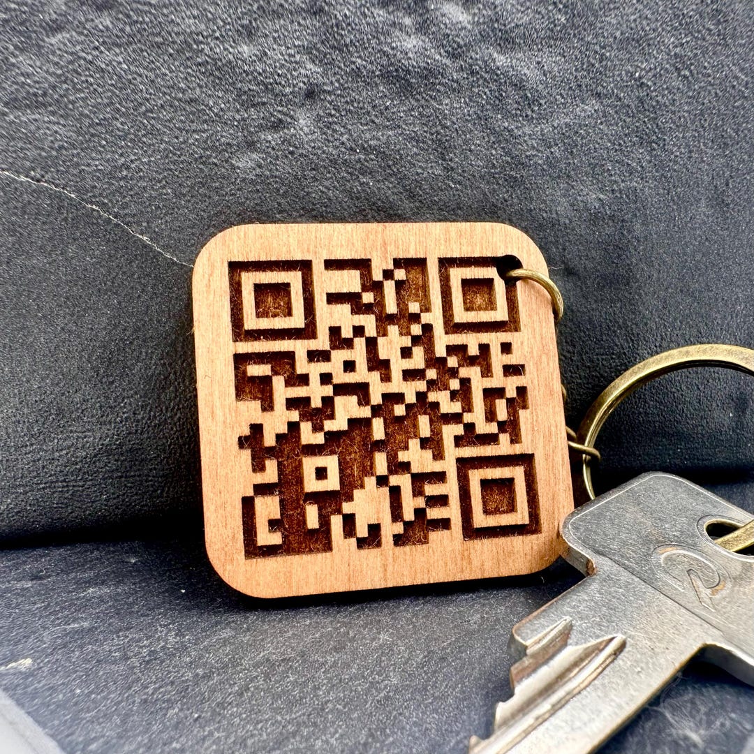 Personalized QR Code Keychain Custom Engraved Wood Keyring - Etsy