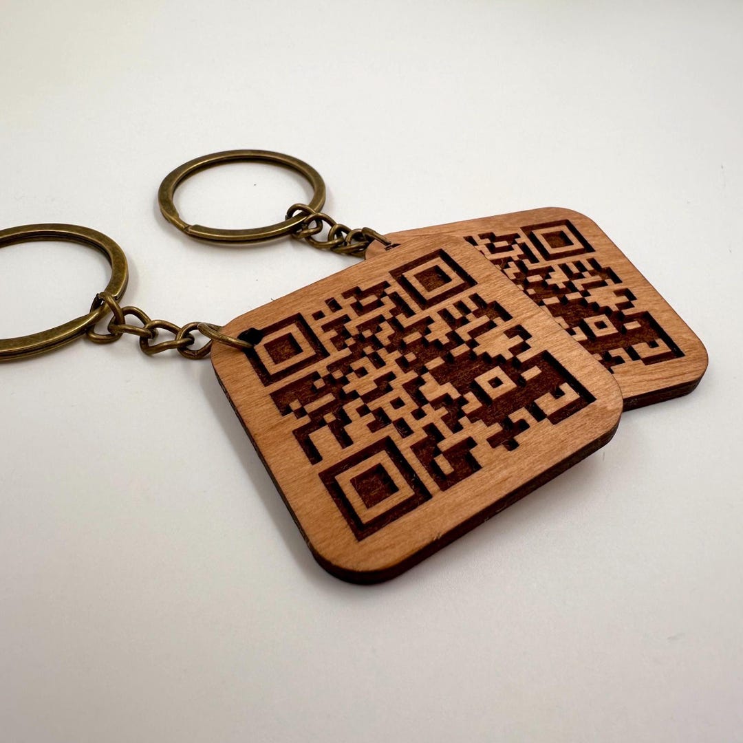 Custom QR Code Keychain – Personalized Engraved Wood Keyring - Etsy