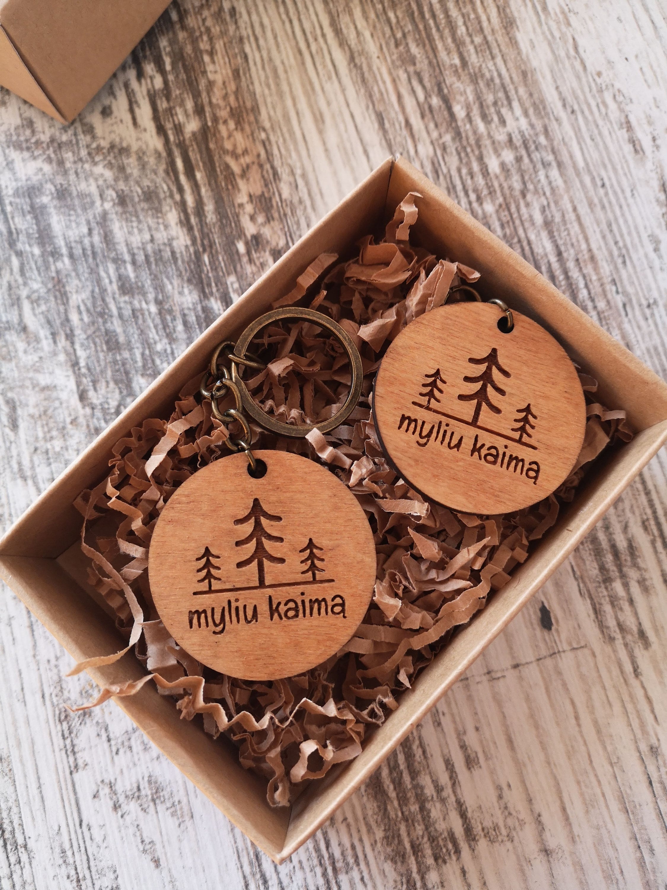 Custom Round Keychain With Business Logo, Personalised Wooden Custom ...