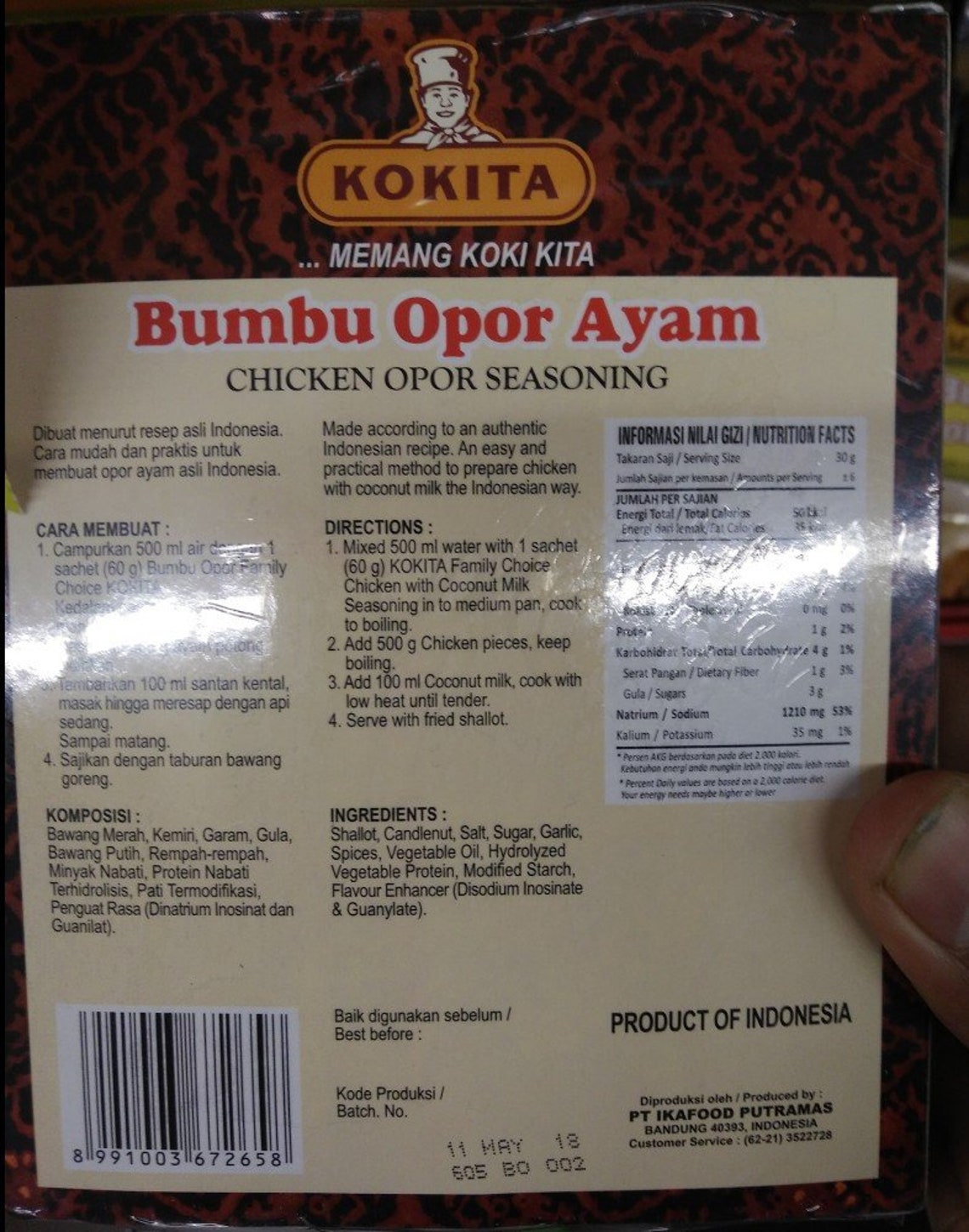 Kokita Bumbu Opor Ayam 1 Box 3-ct 180 Gram - Etsy