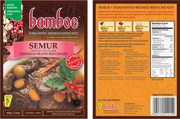 Bamboe Bumbu Semur carne de res / pollo estofado de - Etsy España