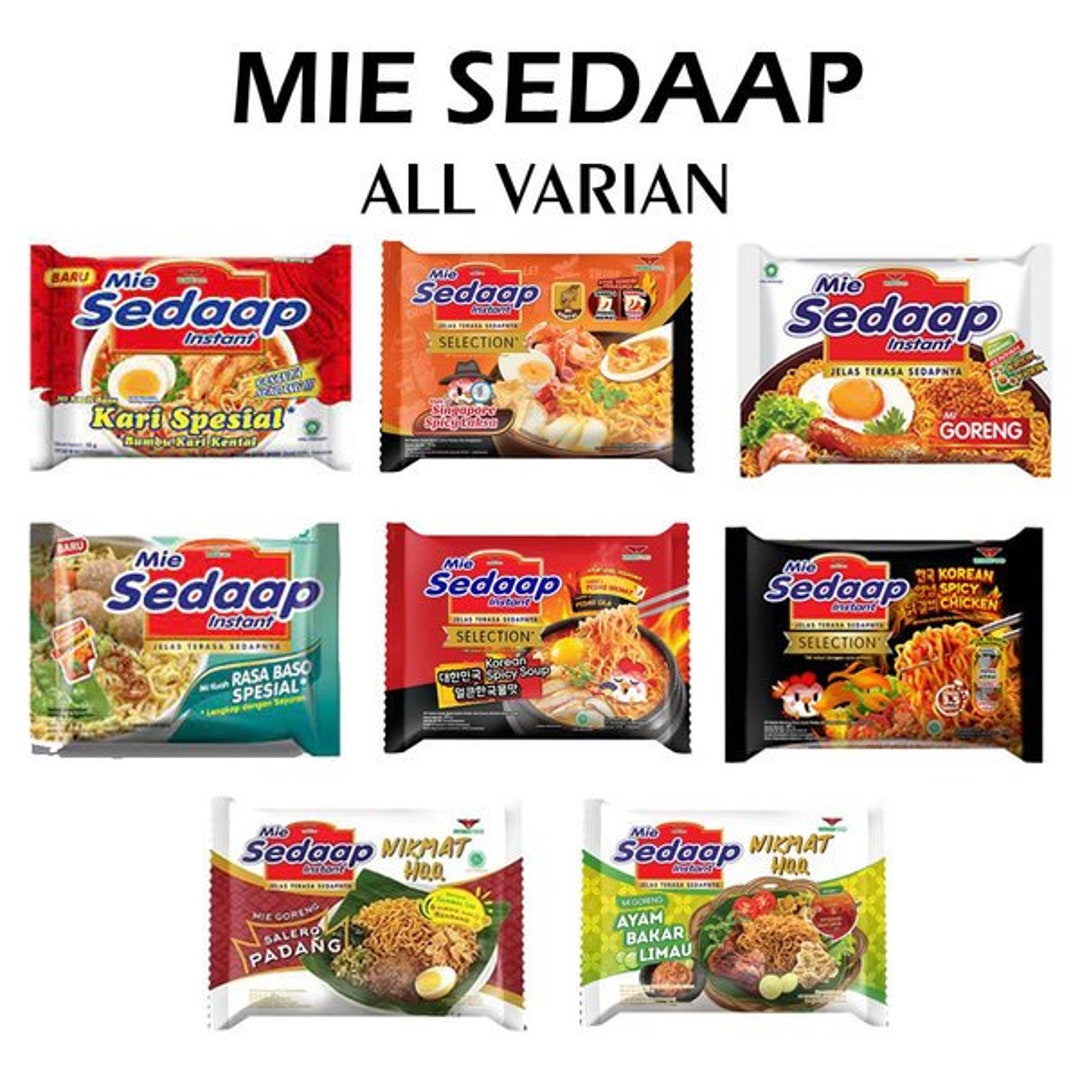 Sedaap Instant Noodle Mi Goreng selero Padang, Ayam Krispi, Ayam Bakar ...
