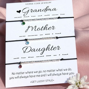3 Generation Bracelet Set Mother Daughter Gift Morse Code Bracelet With ...
