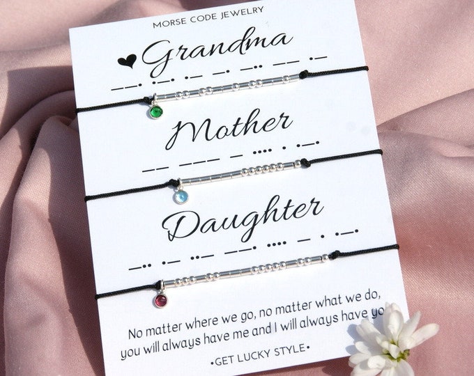 3 Generation Bracelet Set Mother Daughter Gift Morse Code Bracelet With ...