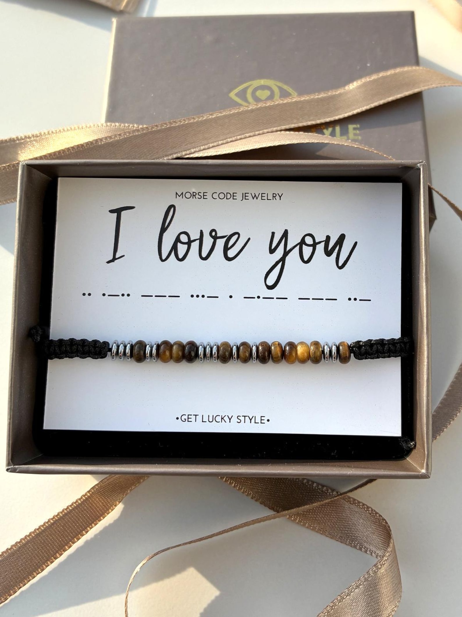 Personalized Morse Code Bracelet,tiger's Eye Beaded,boyfriend Gift ...