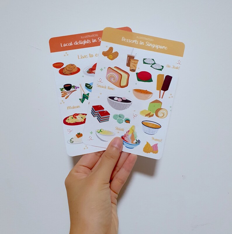 Cute Singapore Local Food Stickers set of 2 - Etsy