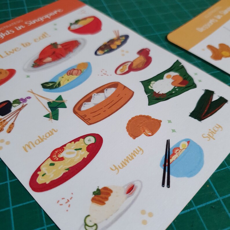 Cute Singapore Local Food Stickers set of 2 - Etsy