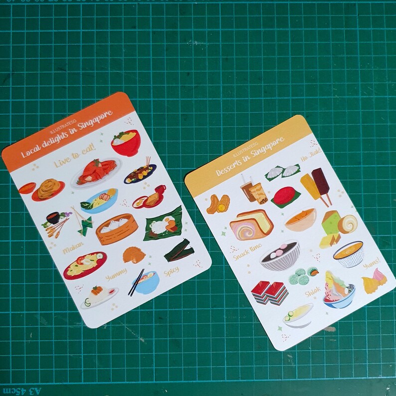 Cute Singapore Local Food Stickers set of 2 - Etsy