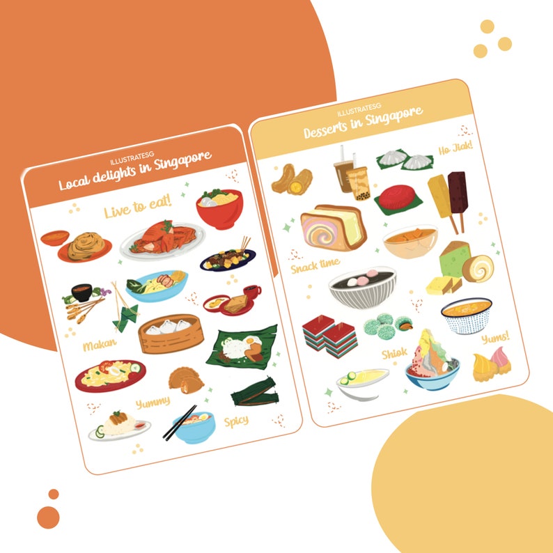 Cute Singapore Local Food Stickers set of 2 - Etsy