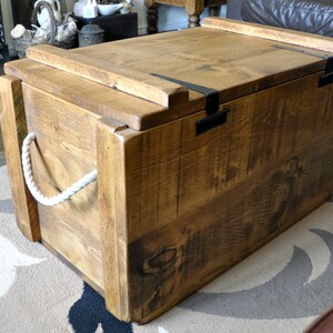 Rustic Wooden Chest Trunk Blanket Box Shabby Vintage Coffee Table ...