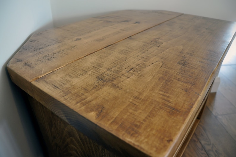 Rustic Pine Corner TV Unit Solid Chunky Wood Stand/cabinet With Shelves ...