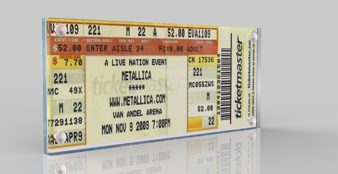 Personalised Concert Ticket Memory Block Display. Made From Acrylic ...