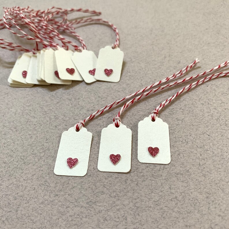 10 Tiny Gift Tags/ Pink Heart Gift Tags/ Handmade Gift Tags/ - Etsy