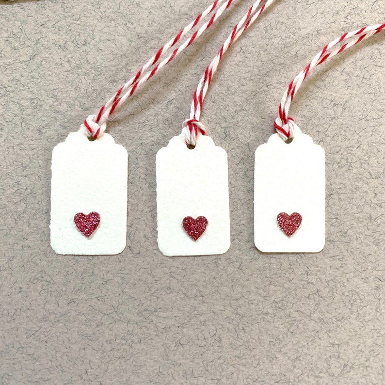 10 Tiny Gift Tags/ Pink Heart Gift Tags/ Handmade Gift Tags/ - Etsy