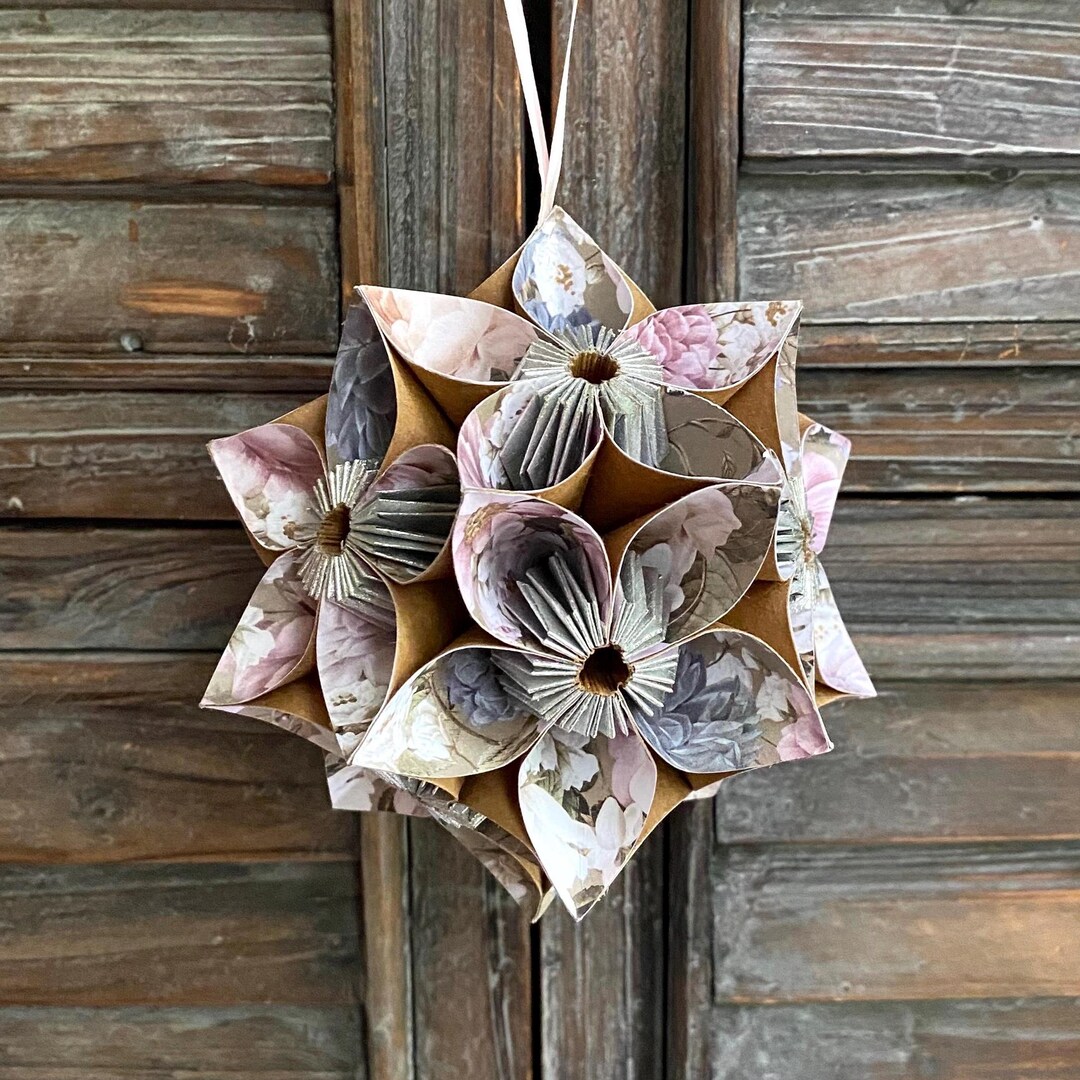 Kusudama Flower, Origami Flower, Paper Flower Ornament, Paper Flower ...