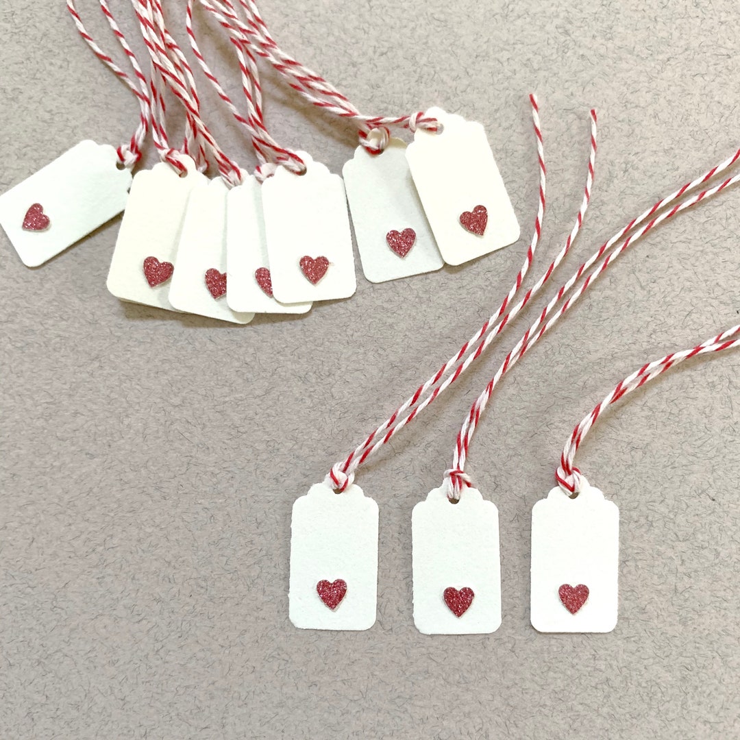 10 Tiny Gift Tags, Pink Heart Gift Tags, Handmade Gift Tags, Small Gift ...