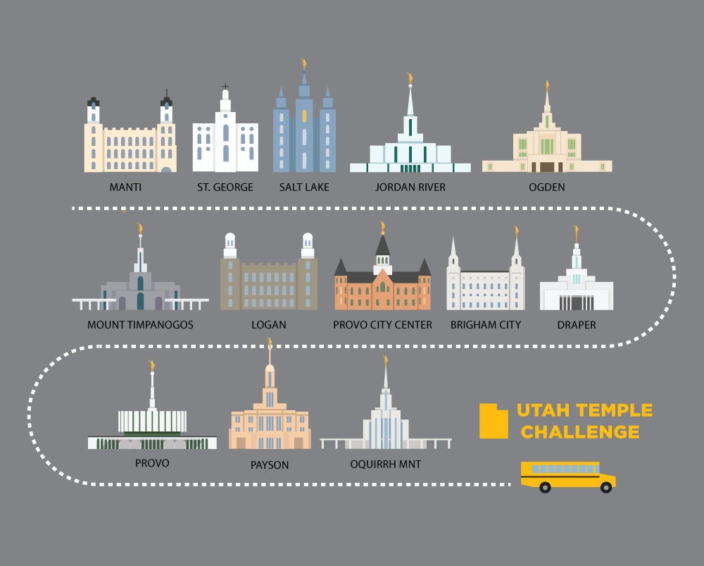 Utah Temple Challenge, LDS Temples in Vector Format, Latter-day Saint ...