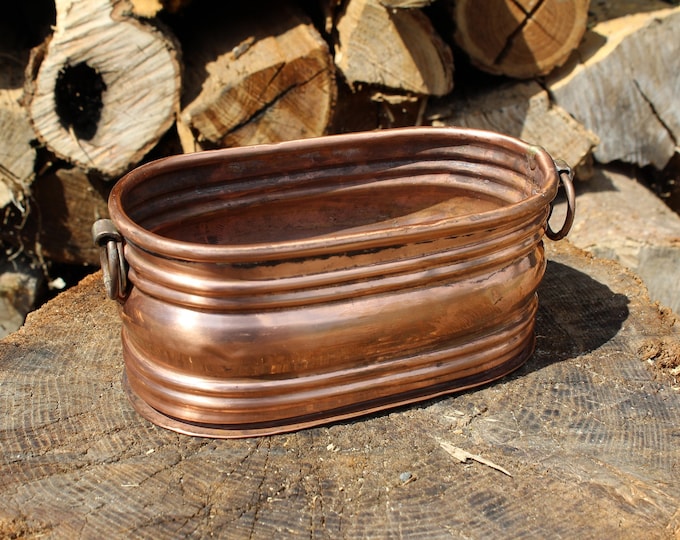 Vintage Solid Brass Oval Planter With Handles - Shallow Planter ...