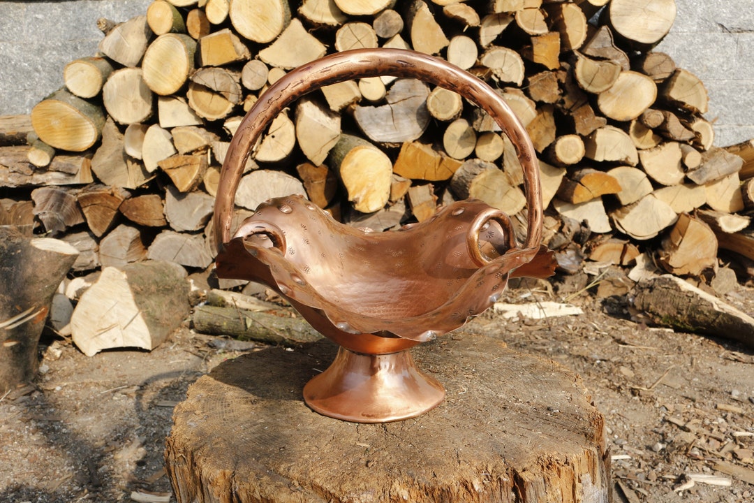Copper Basket Refined Centerpiece With Handle Handmade - Etsy