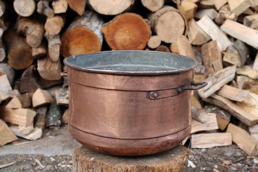 Antique Copper Pot Restored Cauldron Plant Pot Vase Holder Container ...