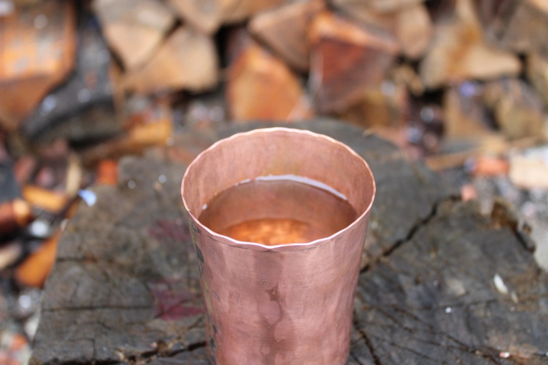 Small Round Copper Glass Cup Handmade - Etsy
